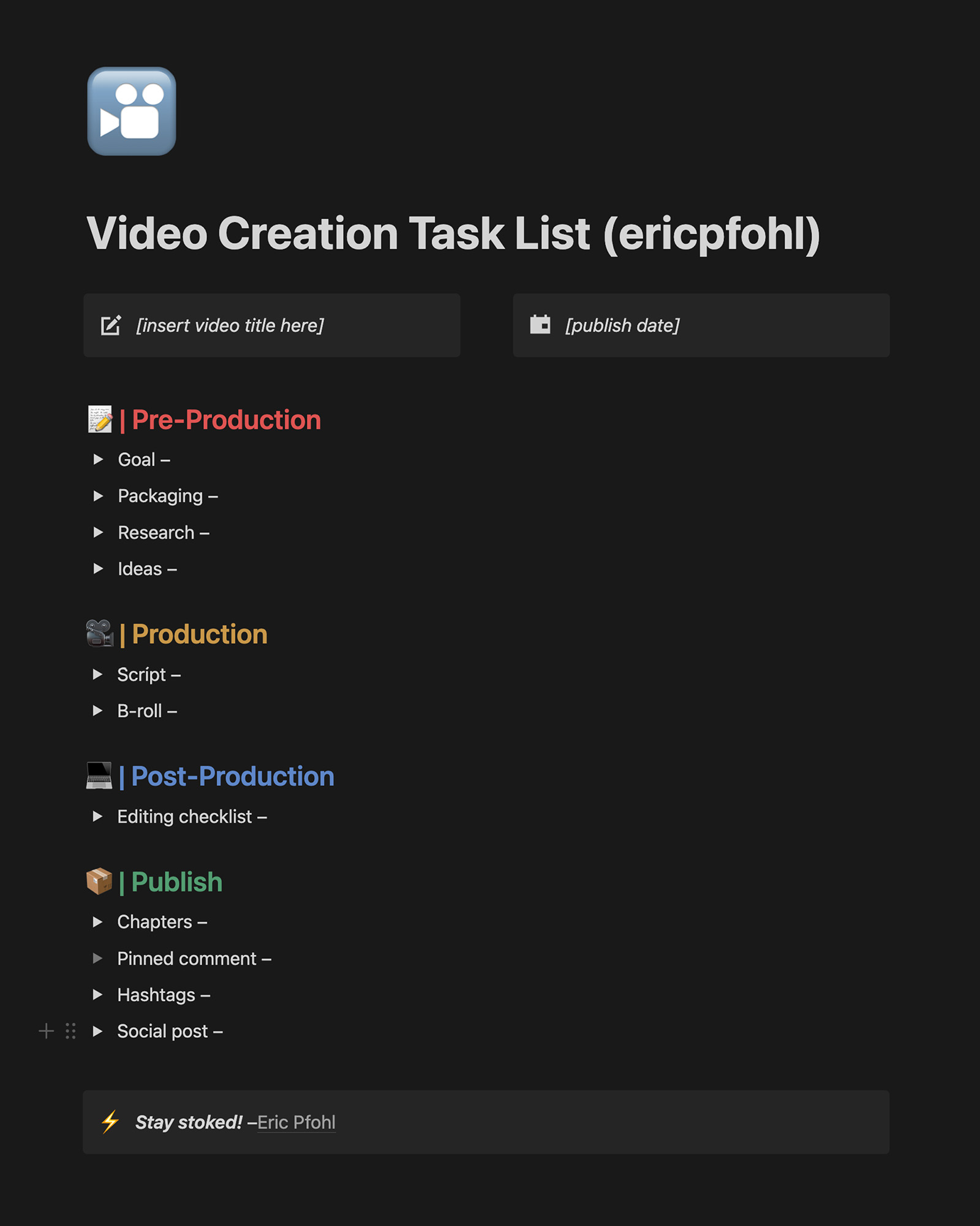 Video Creation Template - Eric Pfohl